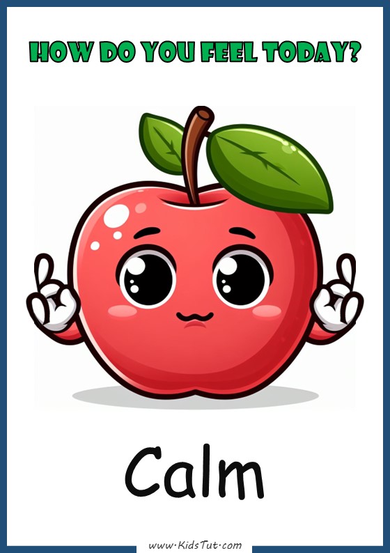 Apple-themed Emotions flashcards for kids - KidsTut