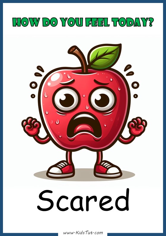 Apple-themed Emotions flashcards for kids - KidsTut