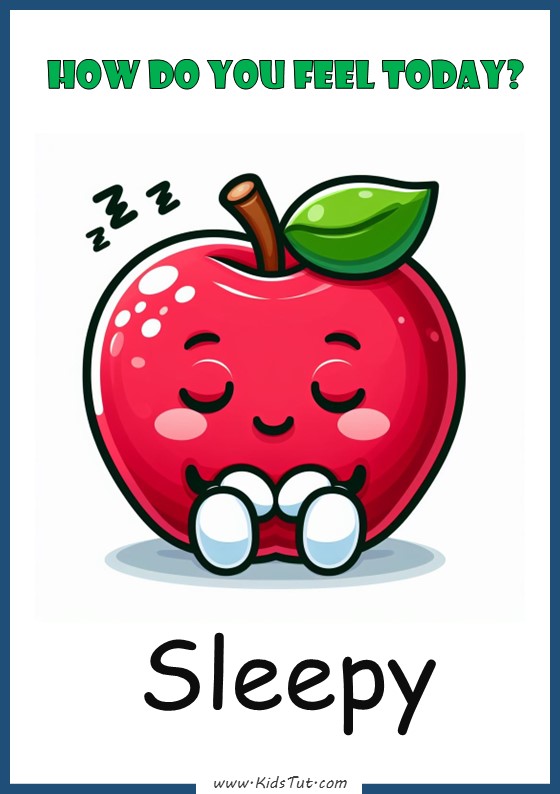 Apple-themed Emotions flashcards for kids - KidsTut