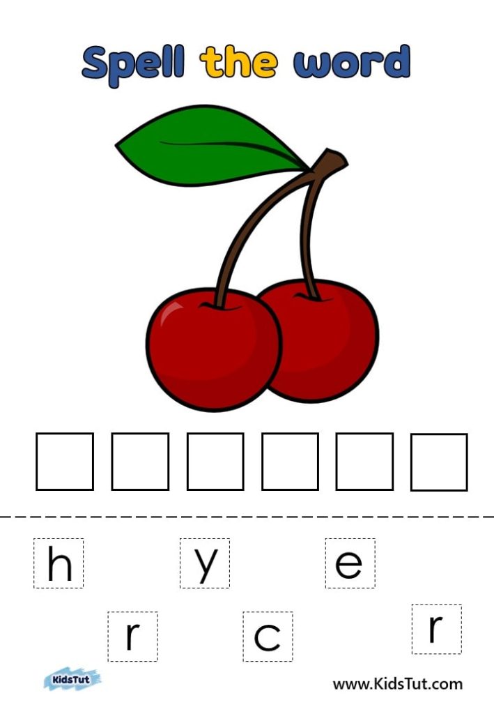 Free Spelling Practice Worksheets With Fruits - KidsTut