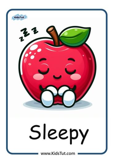 Apple-themed Emotions flashcards for kids - KidsTut