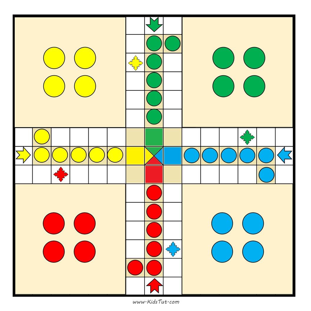Printable Ludo Game Board Templates and Instructions for Kids - KidsTut