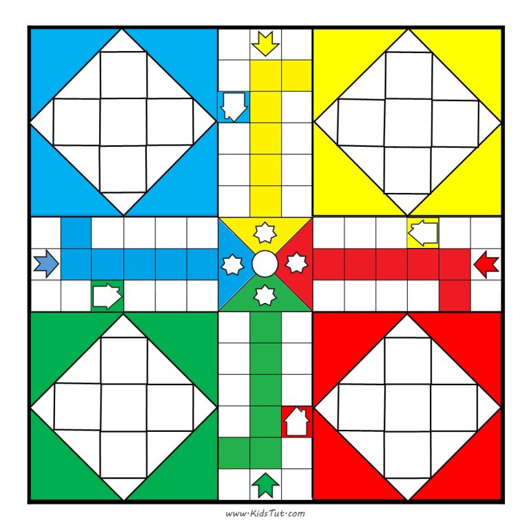 Printable Ludo Game Board Templates and Instructions for Kids - KidsTut