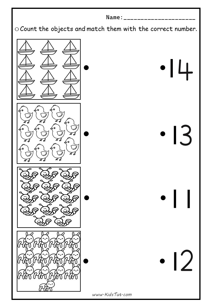 Count and Match with objects worksheets for kids - KidsTut