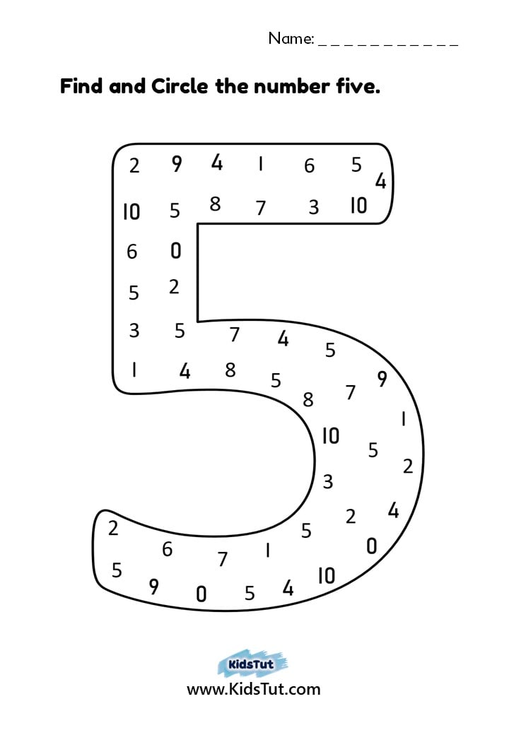 Number Search: Find and Circle Worksheets for kids - KidsTut