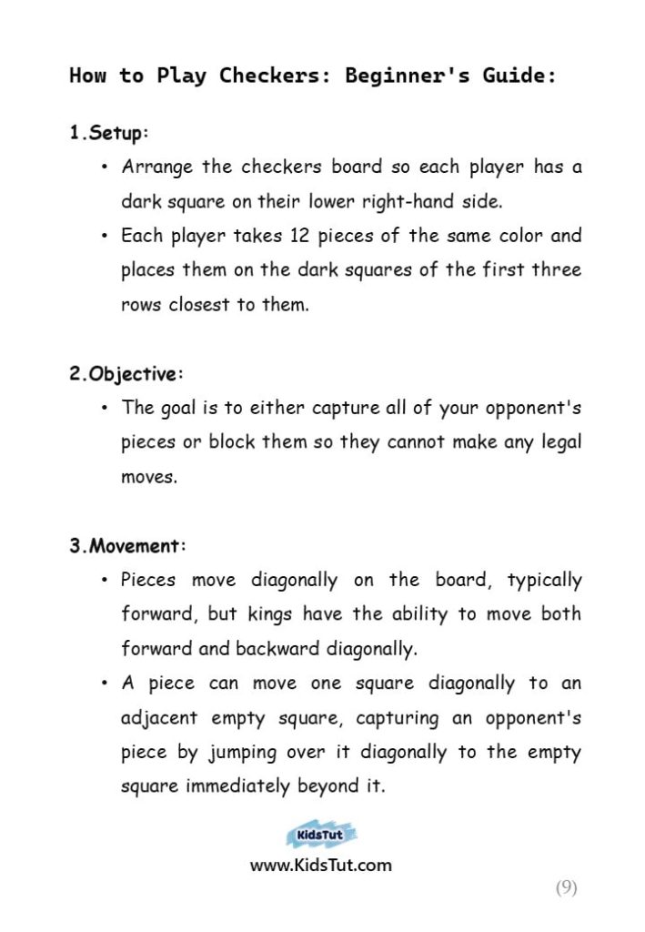 Mastering Checkers: Rules and Tips for kids - KidsTut