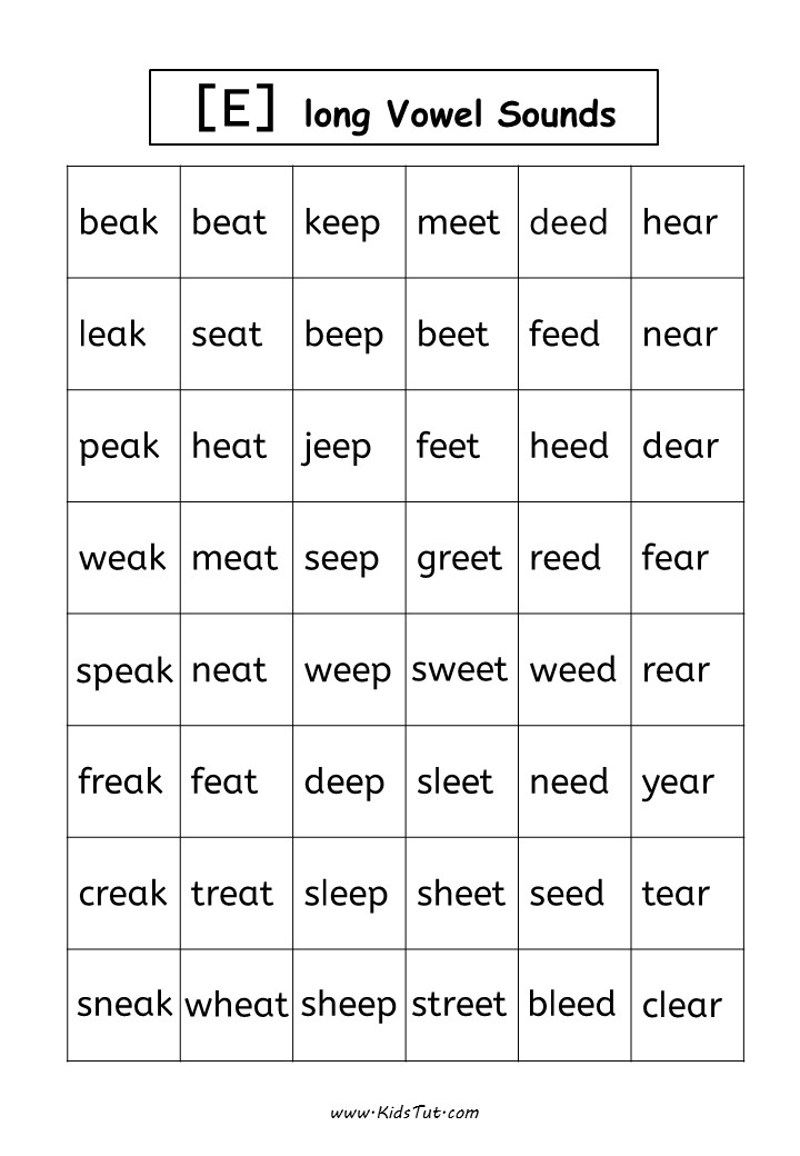 List of Long Vowel Sounds Words for Kids - KidsTut