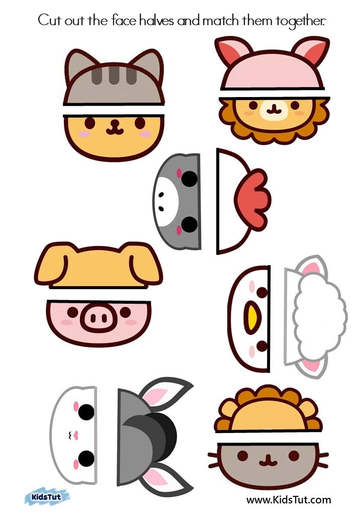 Easy and Fun Face Matching worksheets for kids - KidsTut