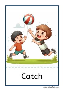 50 Simple Action Verbs cards for kids - KidsTut