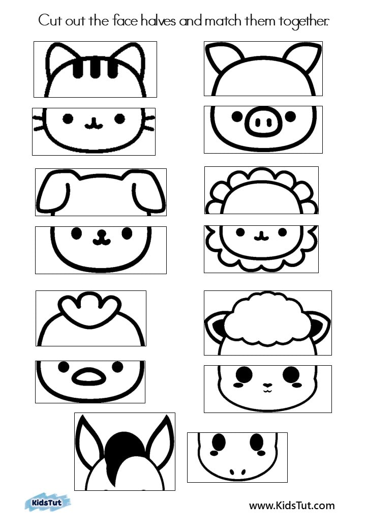 Easy and Fun Face Matching worksheets for kids - KidsTut