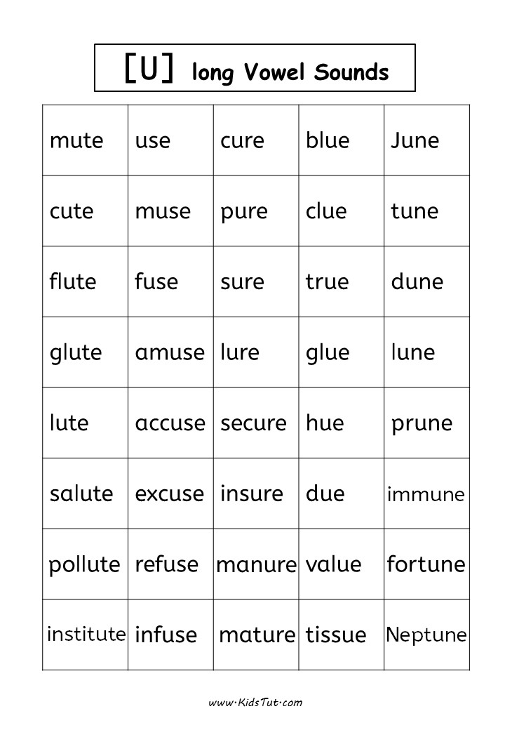 List of Long Vowel Sounds Words for Kids - KidsTut