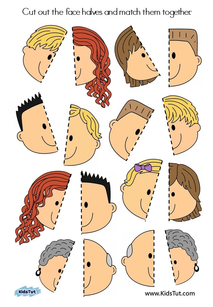 Easy and Fun Face Matching worksheets for kids - KidsTut