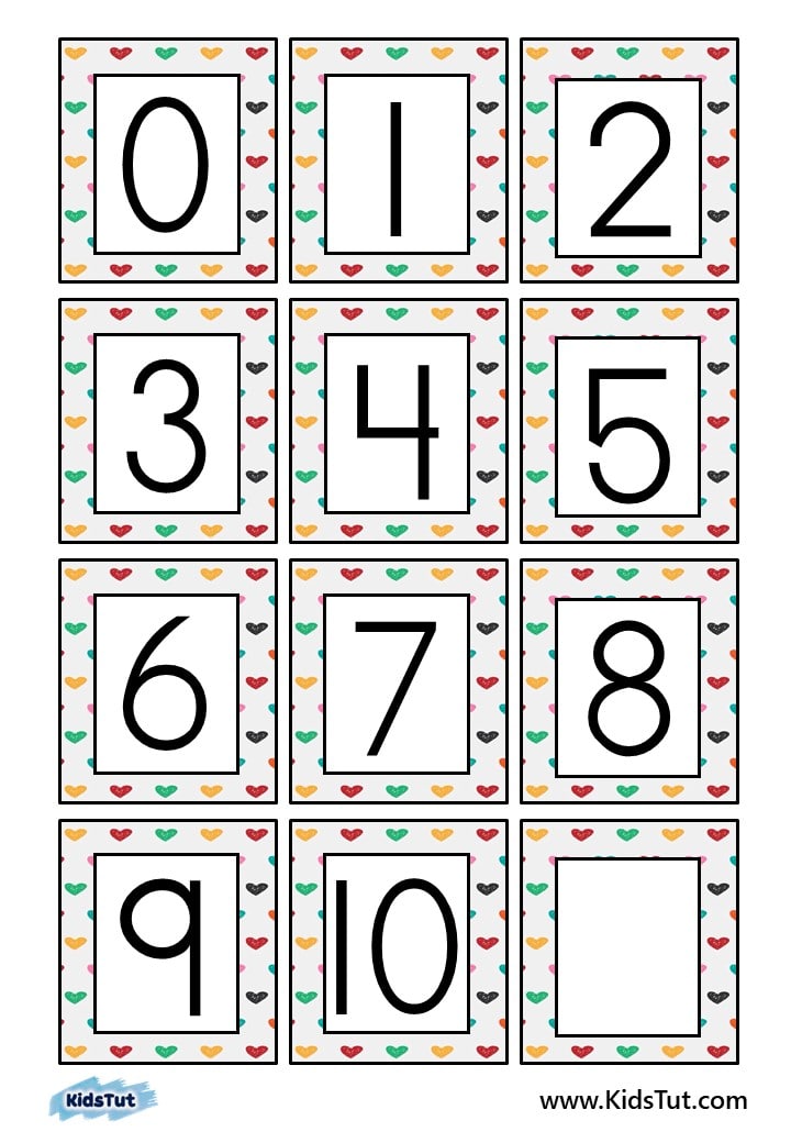 Free Colorful 1-10 Number Charts for Kids - KidsTut