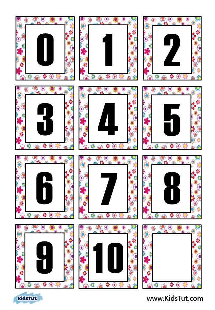 Free Colorful 1-10 Number Charts for Kids - KidsTut