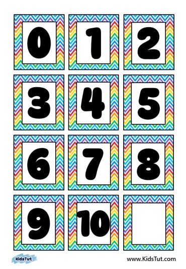 Free Colorful 1-10 Number Charts for Kids - KidsTut