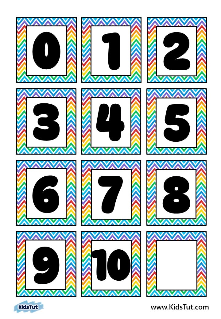 Free Colorful 1-10 Number Charts for Kids - KidsTut