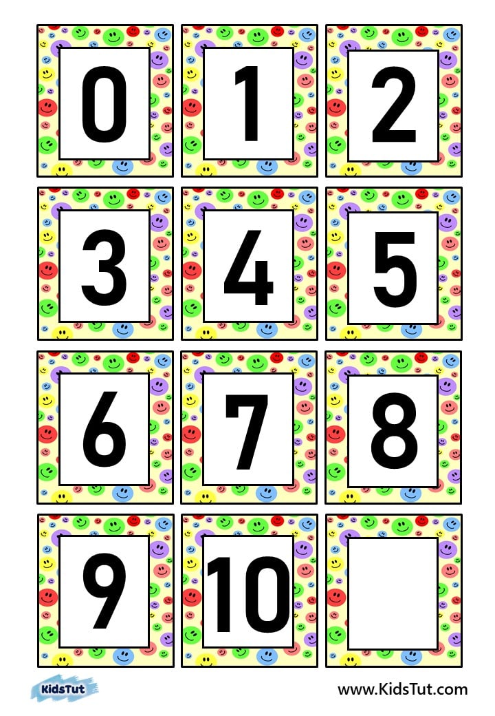 Free Colorful 1-10 Number Charts for Kids - KidsTut