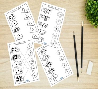 Free Printable Count and Match Worksheets for kids - KidsTut