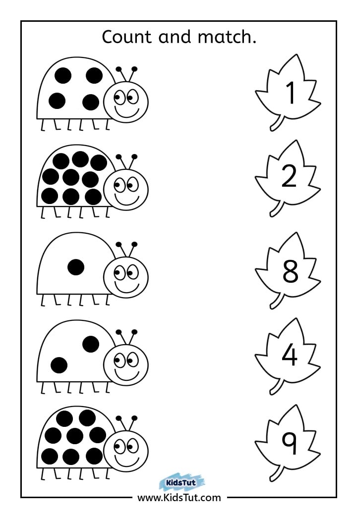 Free Printable Count and Match Worksheets for kids - KidsTut