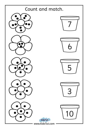 Free Printable Count and Match Worksheets for kids - KidsTut