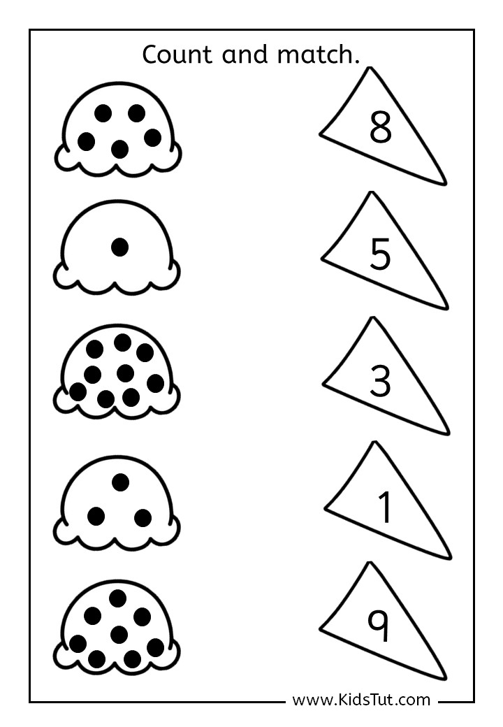 Free Printable Count and Match Worksheets for kids - KidsTut