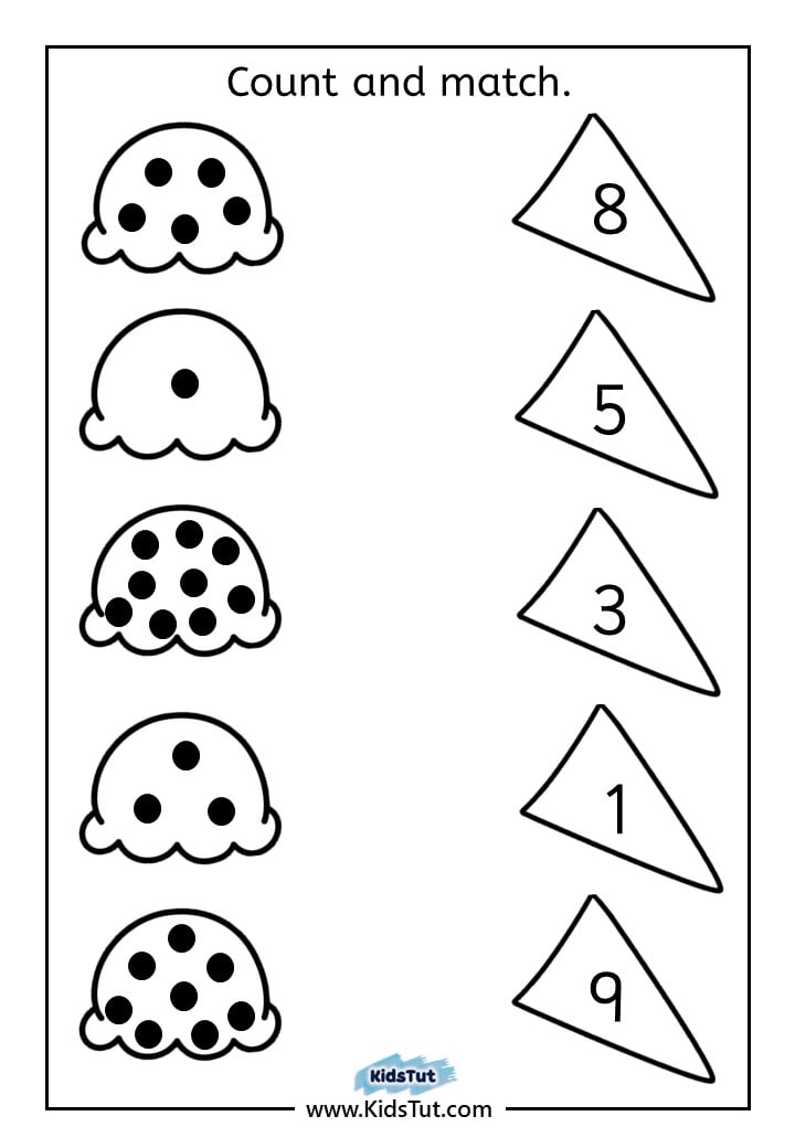 Free Printable Count and Match Worksheets for kids - KidsTut