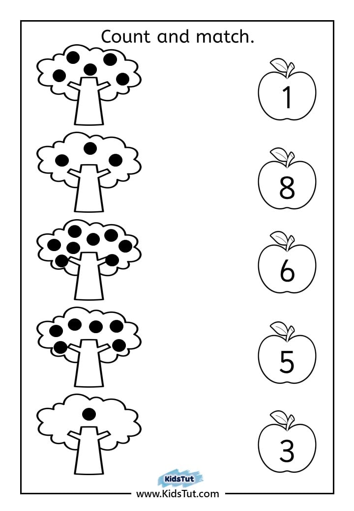 Free Printable Count and Match Worksheets for kids - KidsTut