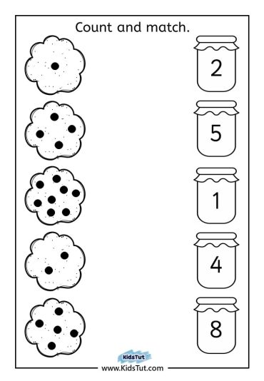 Free Printable Count and Match Worksheets for kids - KidsTut