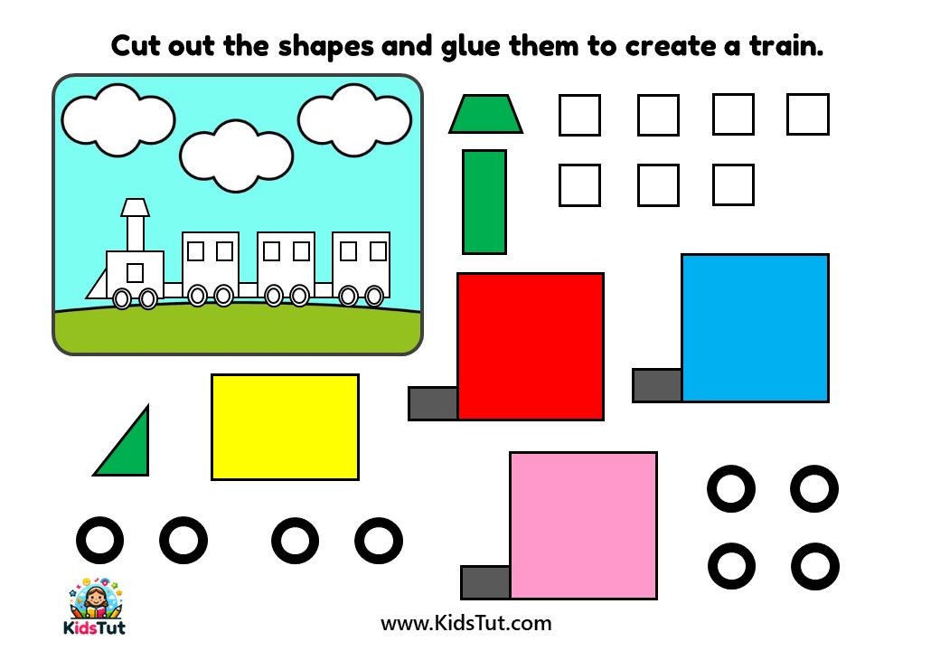 Cut and Glue Shape Crafts for Kids - KidsTut