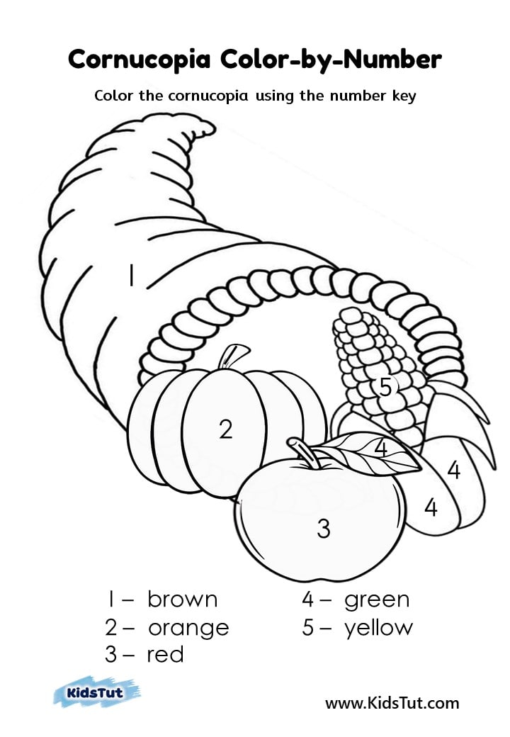 Easy Thanksgiving Color by Number for kids - KidsTut