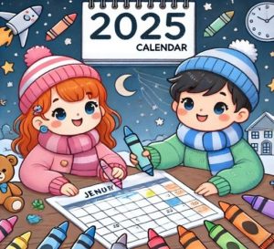 Free Color and Create Your 2025 Calendar for kids - KidsTut