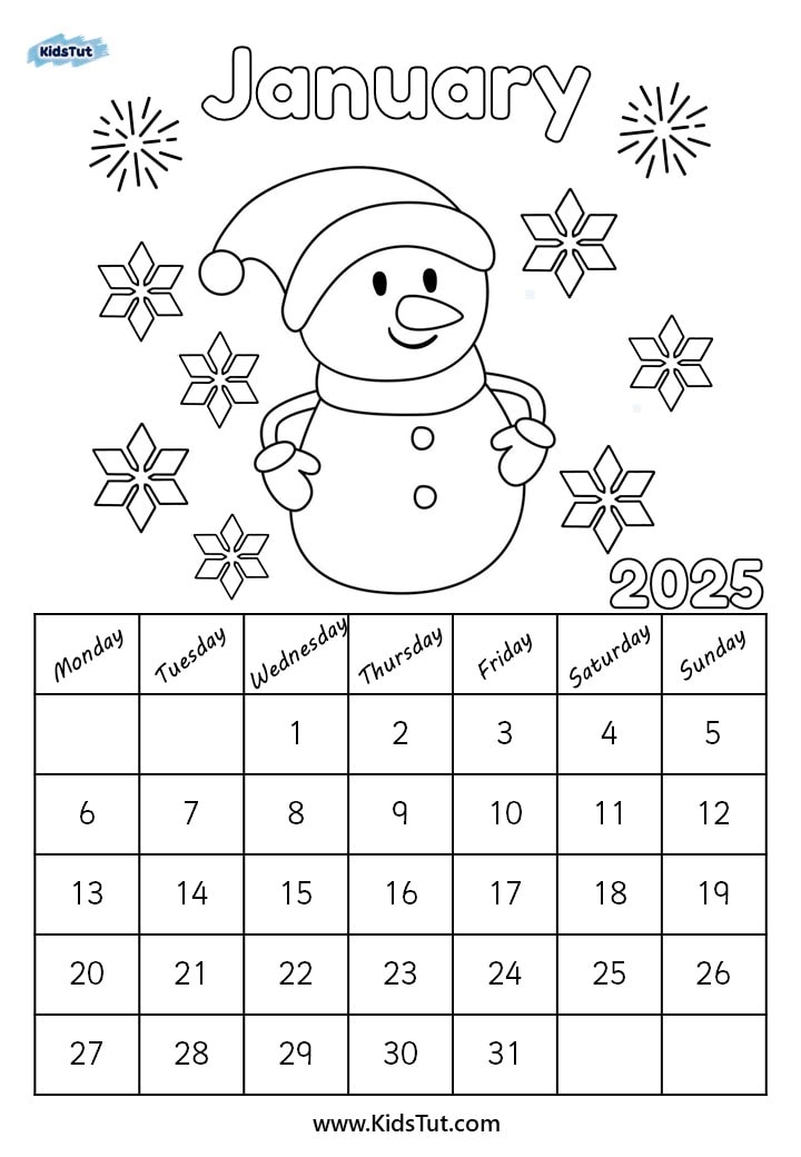 Free Color and Create Your 2025 Calendar for kids - KidsTut