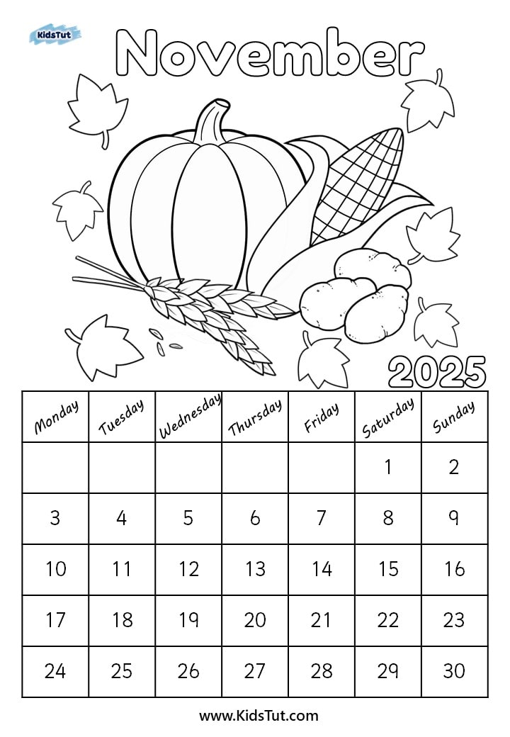 Free Color and Create Your 2025 Calendar for kids - KidsTut