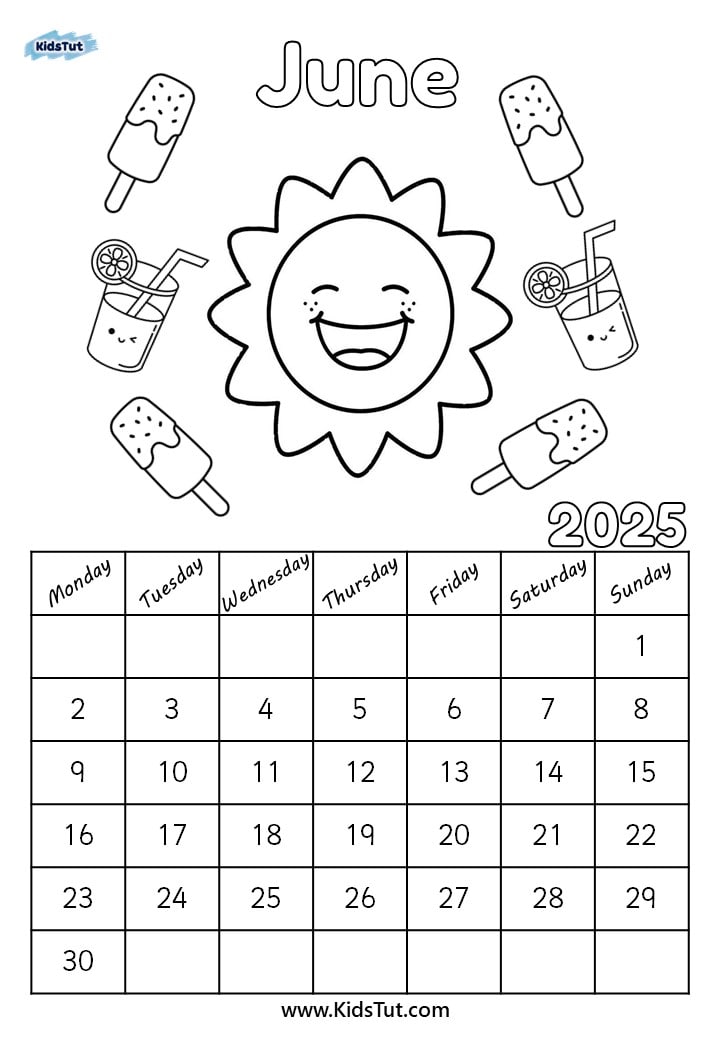 Free Color and Create Your 2025 Calendar for kids - KidsTut