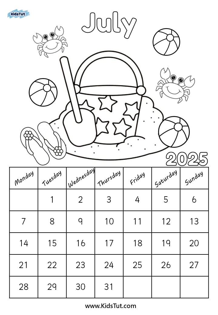 Free Color and Create Your 2025 Calendar for kids - KidsTut