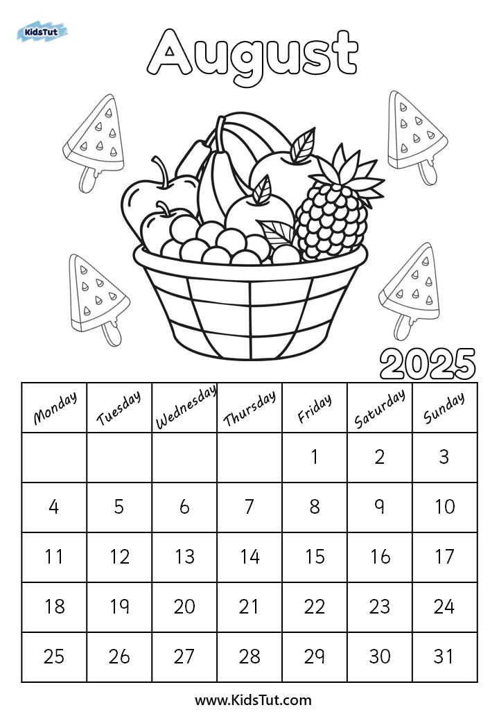 Free Color and Create Your 2025 Calendar for kids - KidsTut