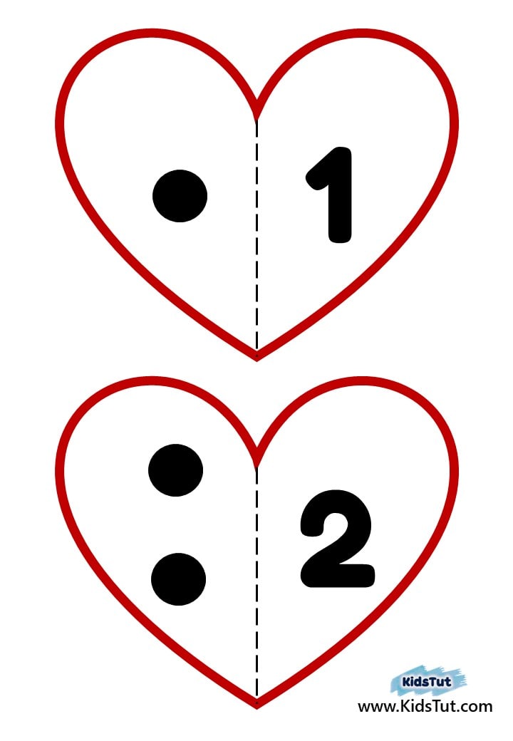 Easy Valentine’s Day Number Matching Hearts - KidsTut