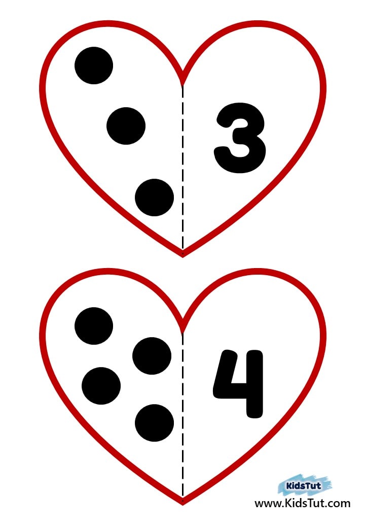 Easy Valentine’s Day Number Matching Hearts - KidsTut
