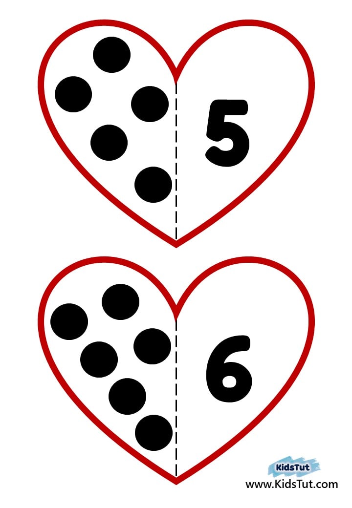 Easy Valentine’s Day Number Matching Hearts - KidsTut
