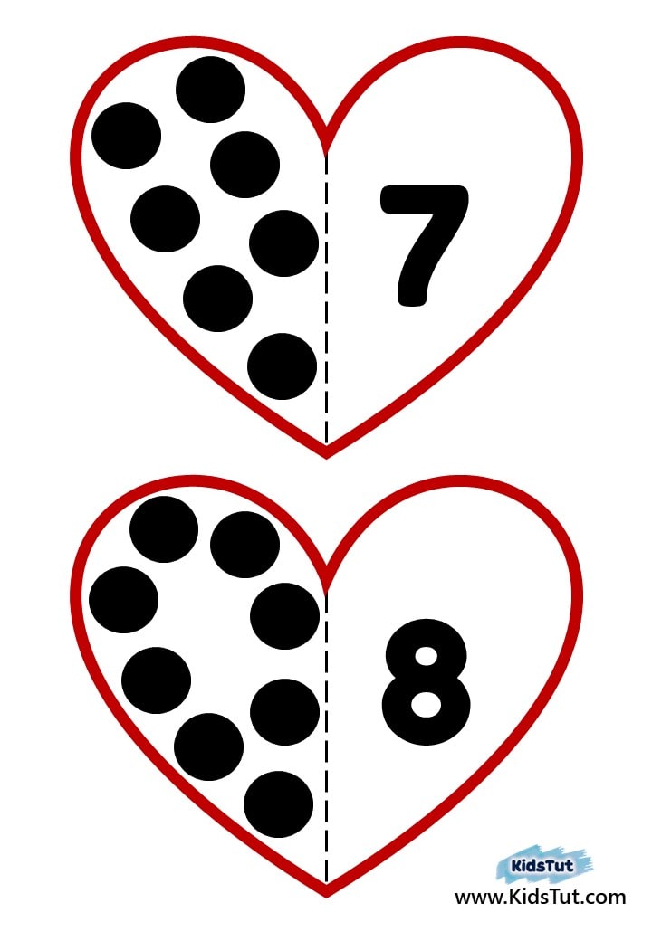 Easy Valentine’s Day Number Matching Hearts - KidsTut