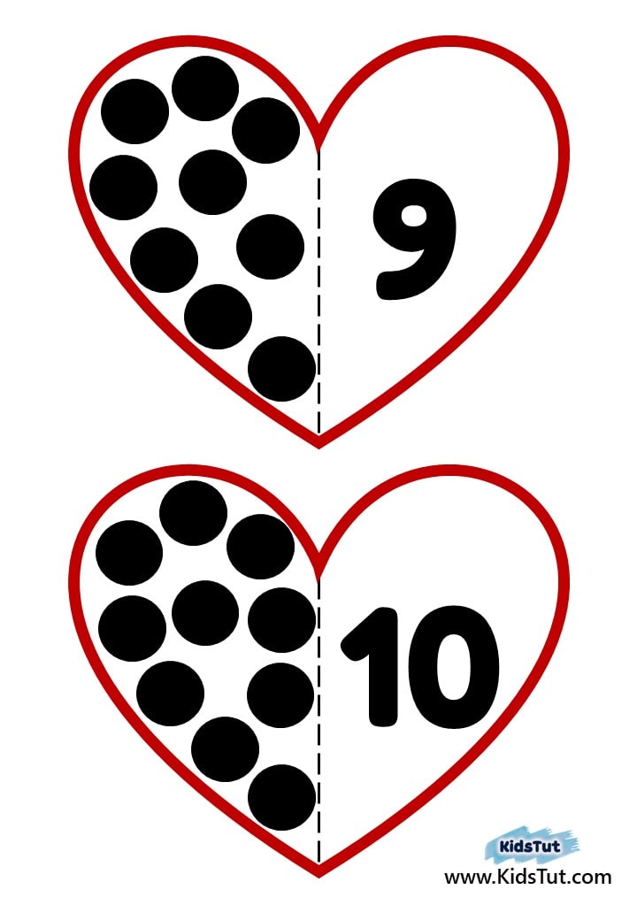 Easy Valentine’s Day Number Matching Hearts - KidsTut