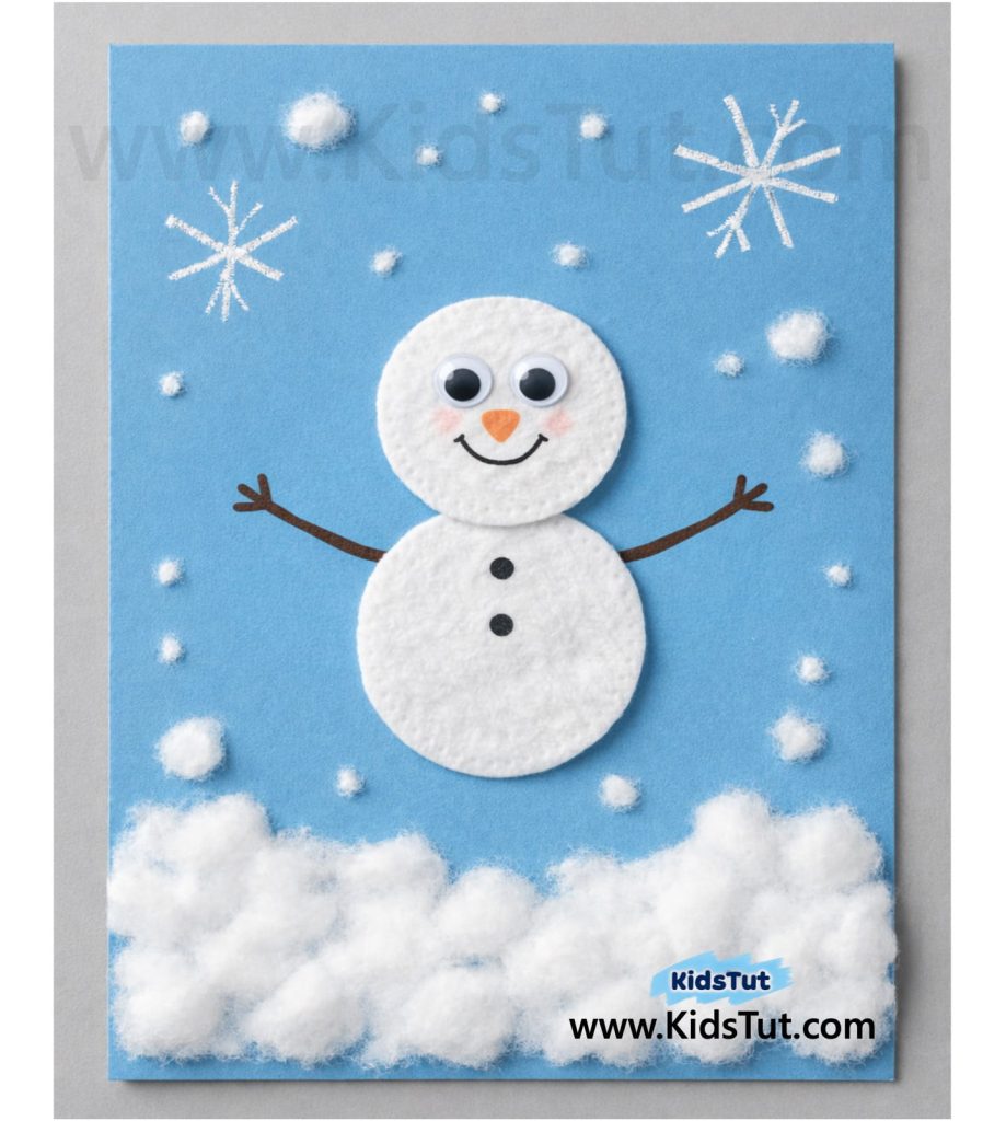 Winter Animal Craft for Kids with Cotton Pads - KidsTut