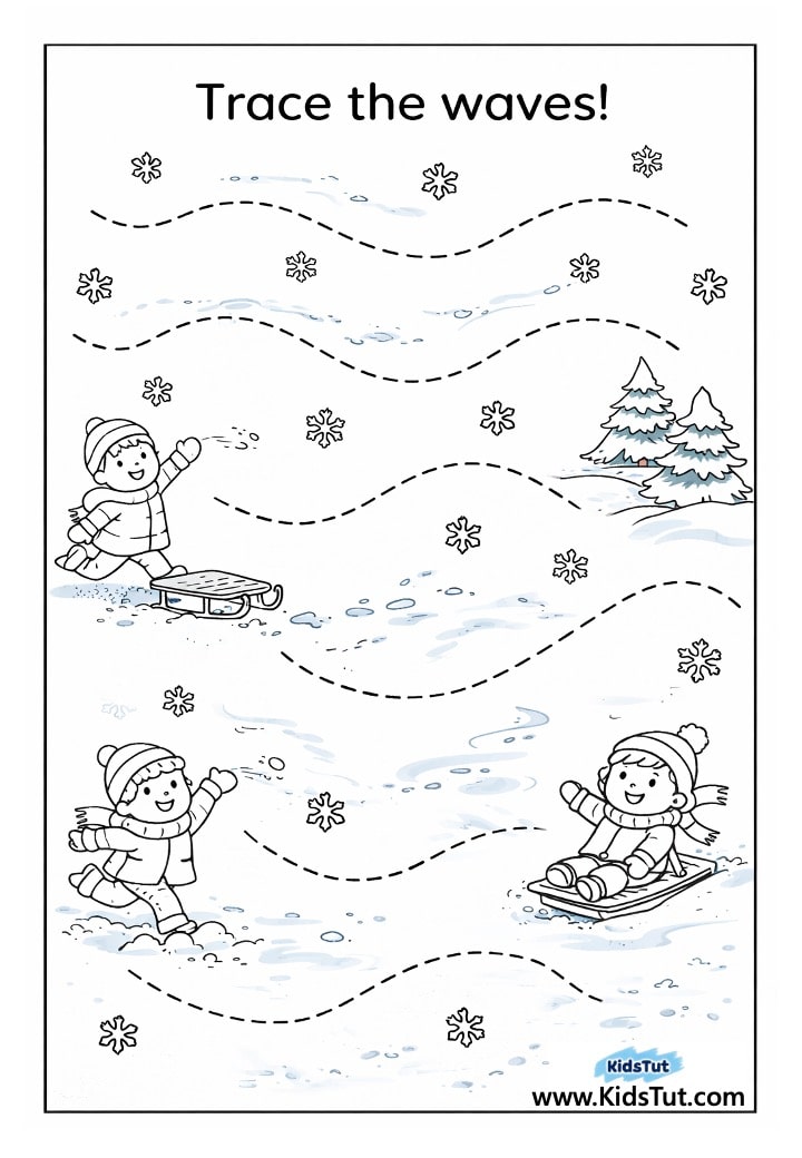 Free Winter Tracing Worksheet for Fine Motor Fun - KidsTut