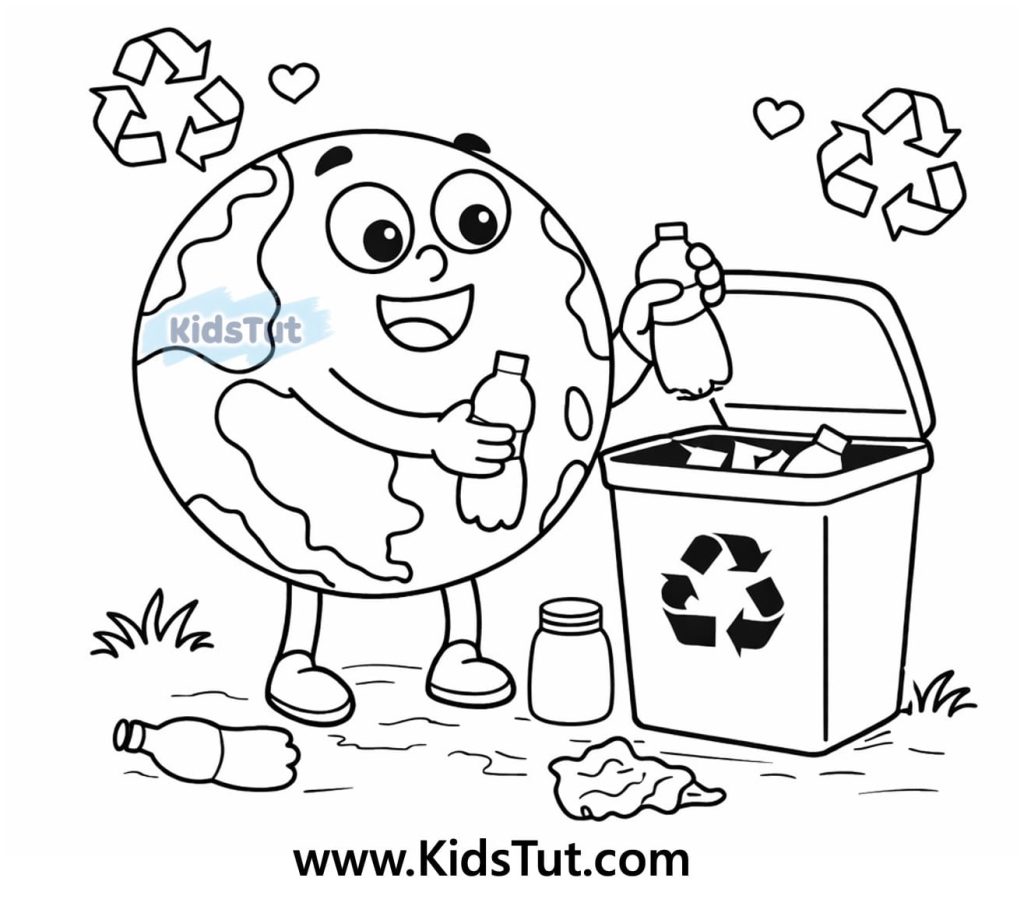 Earth Day Coloring Page for Kids: Save the Earth - KidsTut